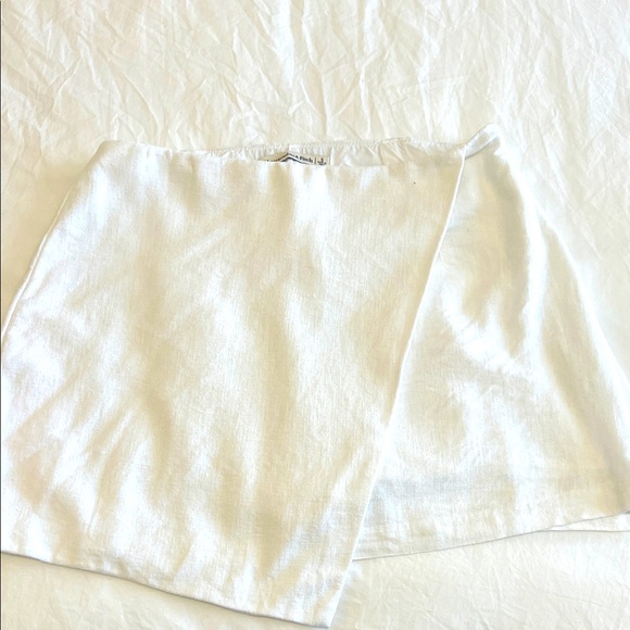 Abercrombie & Fitch | Skirts | Abercrombie White Wrap Linen Mini Skort ...